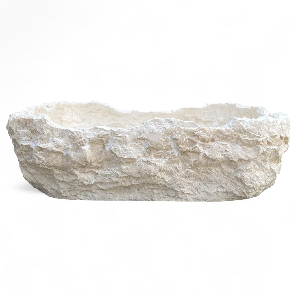 Raw White Marble Natural Stone Basin 520mm x 360mm x 155/130mm (3279 ...