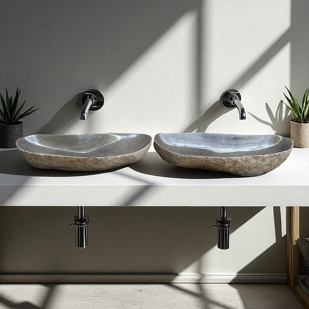 XXL Twin Series Stone Basins 860mm x 350mm x 150mm/130mm (2397 A + B ...