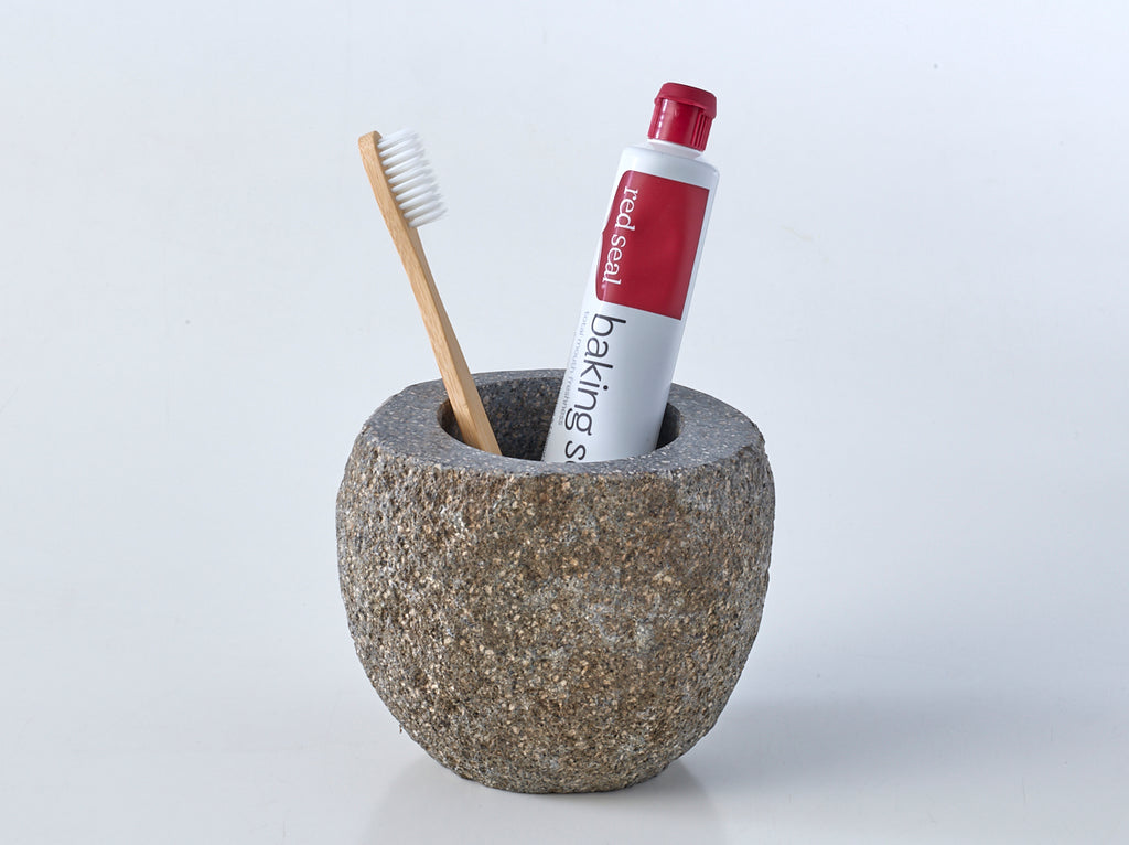 Luxury 2 Piece Raw Stone Soap Dispenser & Toothbrush Holder – StoneBase
